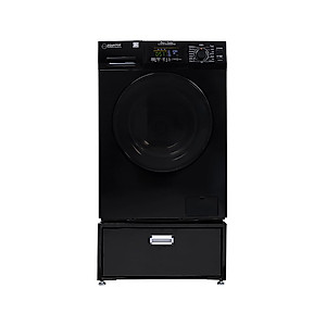 Equator All-in-one Washer Dryer Ventless FULLY BUILTIN 0-CLEARANCE 1.62cf/15lbs 110V 1400RPM with Pedestal + ADA (Black)