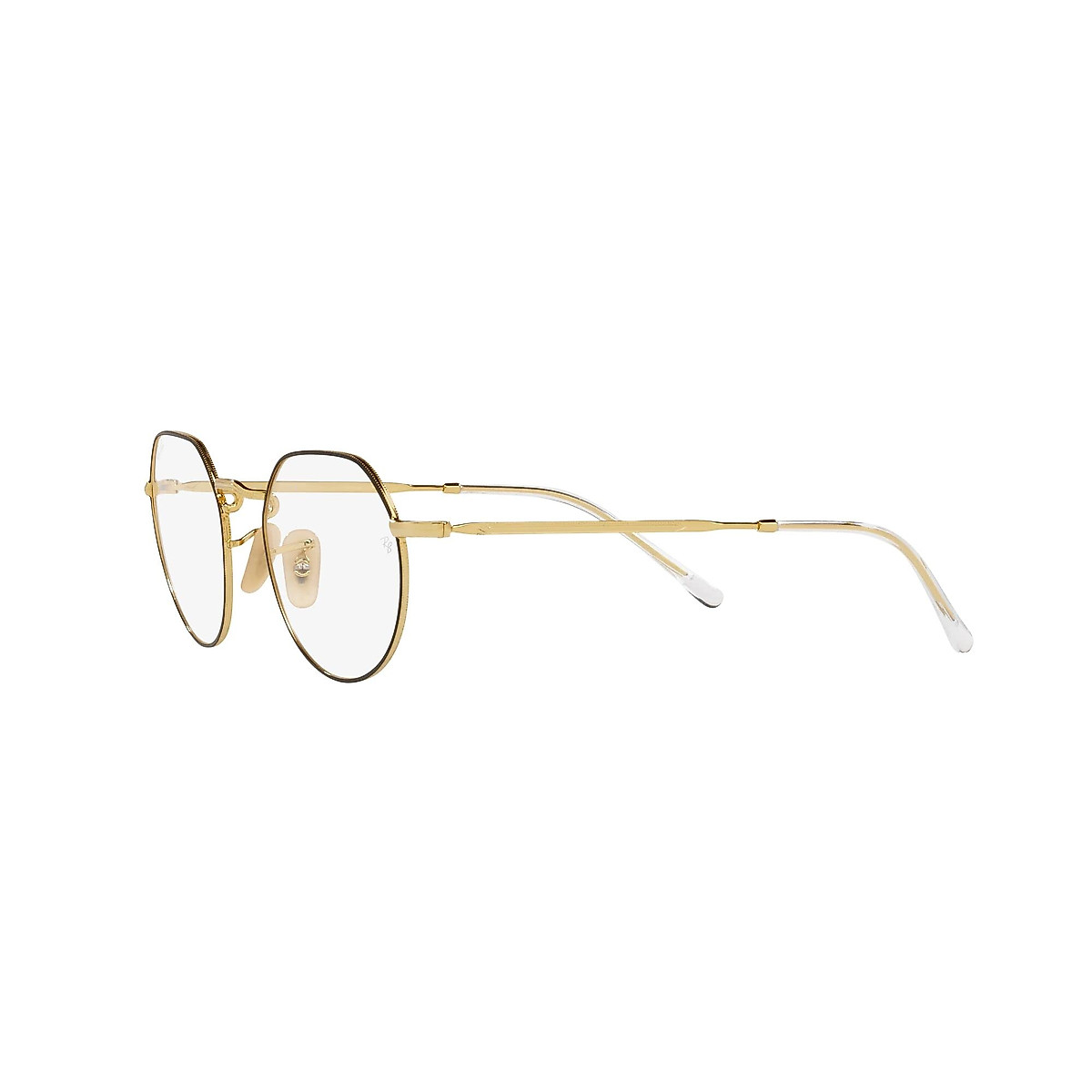 Ray-Ban RX6465 Jack Round Prescription Eyewear Frames, Matte Black On Gold/Demo Lens, 49 mm