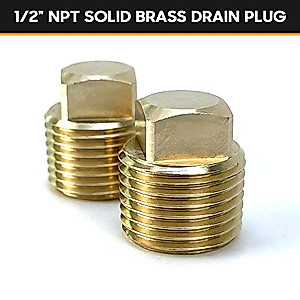 Boat Plugs 1/2 Inch Npt Solid Brass Boat Drain Plug, 2 Pack Garboard Drain Plug Boat Drain Plug Fits Most Boat Hulls (1/2 Inch NPT)