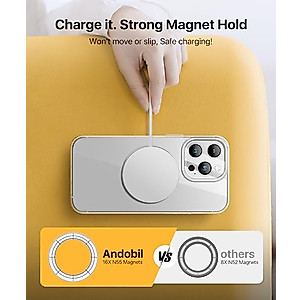 andobil [Upgraded] for iPhone 14 Pro Max Clear Case with 360° Rotatable Ring Stand [Compatible with MagSafe] [Military Grade Protection] Magnetic Invisible Kickstand, Ultra Clear