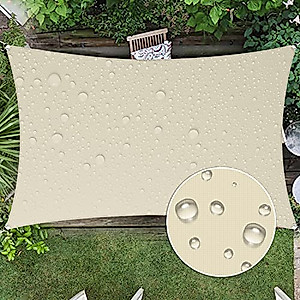 Windscreen4less 12'x12' Waterproof Sun Shade Sail Rectangle Shade Canopy Cover UV Block for Backyard Patio Deck Balcony Pergola Garden (Beige)