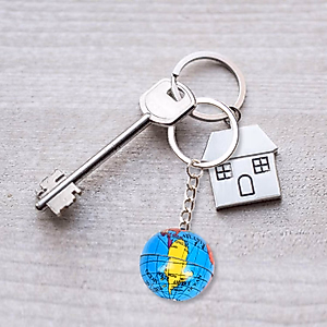 PROLOSO 48 Pcs Globe Keychains Bulk for Kids World Planet Earth Theme Keyrings Toy 1 Inch