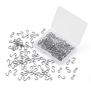Florixen Stainless Steel Mini S-Hooks 100Pcs 1/2 Inch with Storage Box for Keychain Decoration Hangers Birthday Card DIY Jewelry Beads Handcraft (Silver)