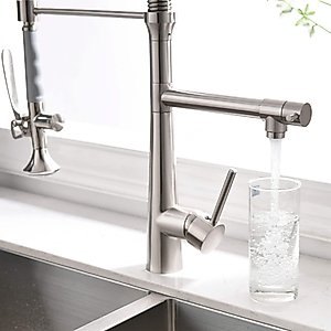 Pull Down Kitchen Sink Faucet with Sprayer Brushed Nickel