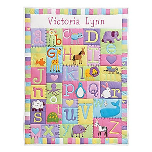 Let's Make Memories Personalized Baby Textured Alphabet Quilt - Pastel Color Design - New Baby
