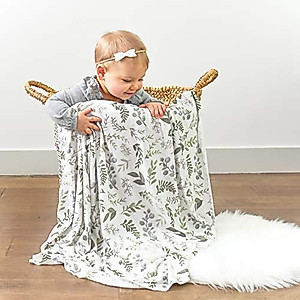 Village Baby - Graceful Greenery Swaddle Blanket - Baby Boy/Girl - Soft Newborn Receiving Blanket - Green Stretchy Wrap for Swaddling Infants Leaf Nursery Blanket - 46” x 46”