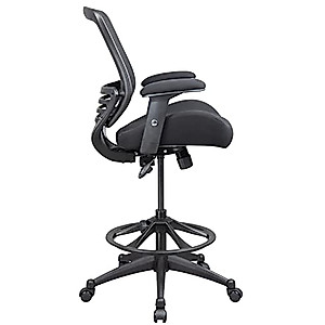 BOLISS Ergonomic Office Computer Drafting Desk Chair Height Adjusting Arm Waist Support Function and with Adjustable Foot Ring-Black