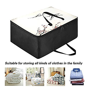 Blueangle Dayan Ink Painting Comforter Storage Bag - Folding Organizer Bag for King/Queen Comforters, Pillows, Blankets, Bedding/Quilt, Duvet, 27.5"x19.7"x11"