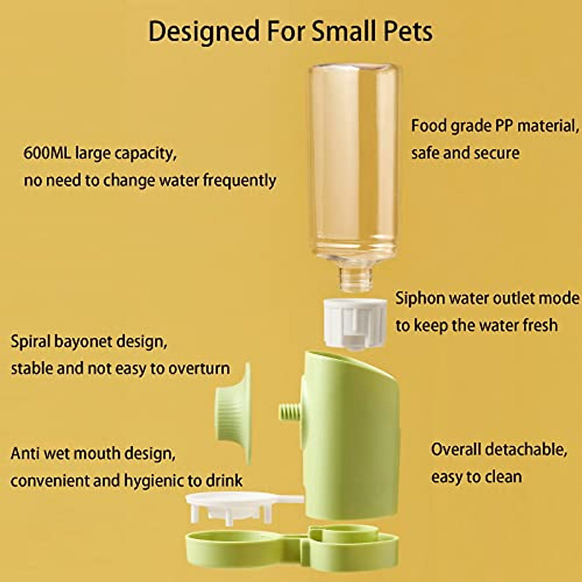 WEWAYKGJ Rabbit Hay Feeder Wooden Hay Rack Automatic Water Bottle Less Wasted Hay Feeder for Rabbit Bunny Chinchillas Guinea Pig Small Animal Supplies (Horizontal)