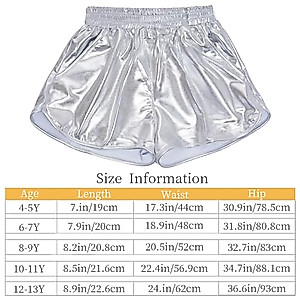 Bskifnn Metallic Shorts for Girls Sparkly Hot Dance Pants with Heart Shape Sunglasses (as1, Age, 6_Years, 7_Years, Sliver)