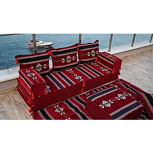 Maroon Turkish Floor Sofas, Window Seat, Floor Sofa Seating, Arabic Majlis, Reading Sofa Pillow, Meditation Yoga Loveseat, Sofa Cover (Sofa Full Set)