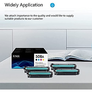508A Toner Cartridge (4 Pack, 1BK/1C/1M/1Y) - UOTY Compatible 508A CF360A CF361A CF362A CF363A Toner Replacement for HP Enterprise MFP M577dn M577f M577c M577dnm M577cm Printer Toner (High Yield)