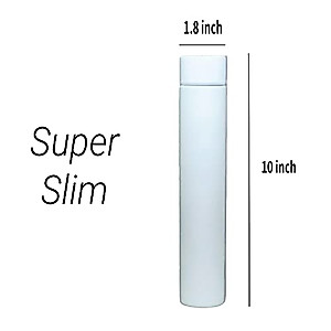 Insulated Water Bottle, 18/8 (304) Stainless Steel, Super Slim Skinny Mini, Portable, Leak Proof, 8oz, White11