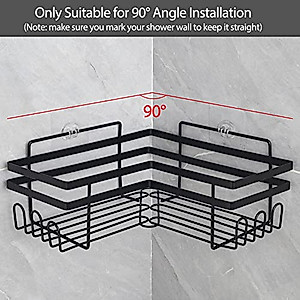Corner Shower Caddy Adhesive Shower Organizer Corner No Drilling Shower Caddy Bathroom Wall Mounted Bathroom Storage Rack with Hooks 3 Pack (Black)