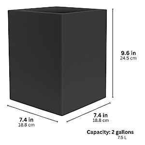 YEW DESIGN Matte Black Square Small Trash Can, 2 Gallons / 7.5L Garbage Can, Waste Basket for Home, Bathrooms, Office, Under Desk, Bedroom, Laundry Room, Kitchen, Kids Room, and Dorm