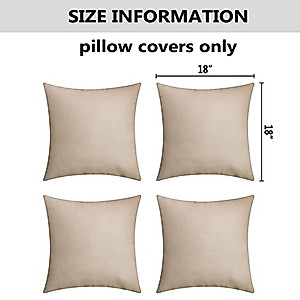 Home Brilliant Linen Pillow Covers Waterproof Outdoor Pillows for Patio Pillow Covers for Couch, 18 inch, 45 cm, 4 Pcs, Light Linen