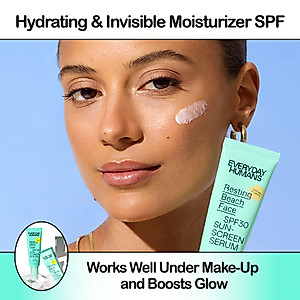 EVERYDAY HUMANS SPF30 PA +++ Sheer Sunscreen Serum Primer, 1.7oz | Light Glow Finish with Hyaluronic Acid | Make-Up Primer SPF Moisturizer For All Skin Types | Resting Beach Face