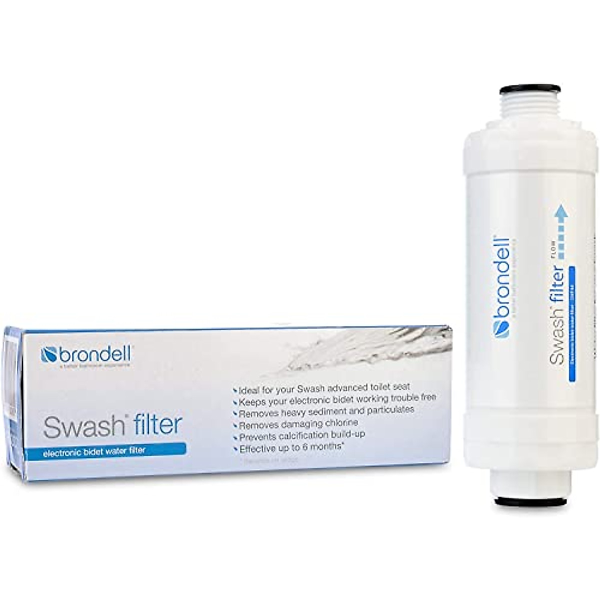 Brondell SWF44 Swash Bidet Filter, Premium Carbon Water Filtration System for Electric Bidet Toilet Seats, Lasts Up to 6 Months