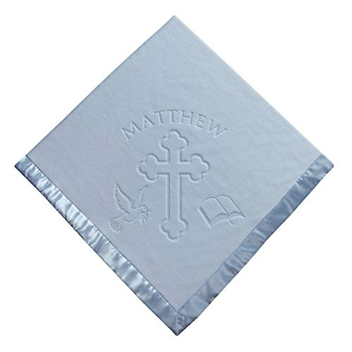 Custom Catch Personalized Baptism Baby Blanket Gift - Boy Name for Christening (Blue, 1 Text Line)