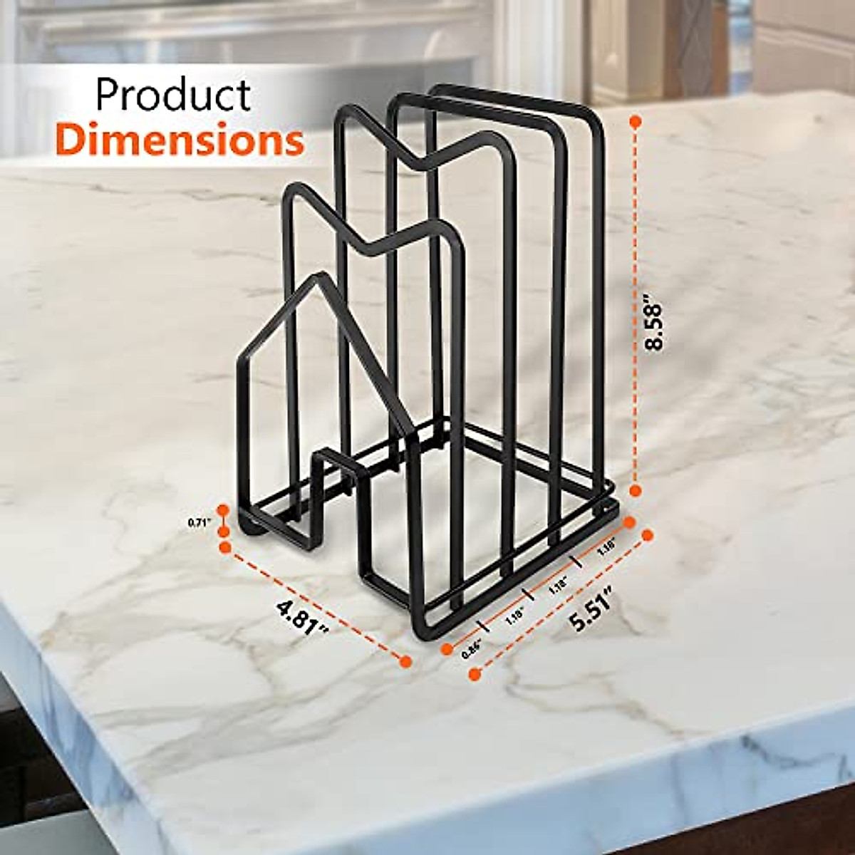 Cutting Board organizer-Streamline Your Kitchen with a 4-Slot Board Organizer- Keep Countertops Clutter-Free and Pots and Pans Neatly Stacked - Perfect for Busy Home Cooks - Measures 12.5x14.5 in