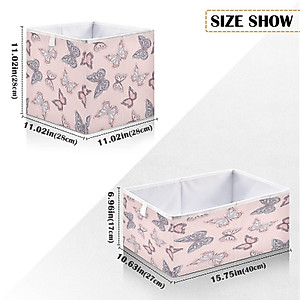 Cube Storage Bin Beautiful Butterflies Foldable Storage Basket Toy Storage Box for Home Organizing Shelf Closet Bins, 11 x 11 x 11-Inch