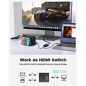 avedio links HDMI Switch 4K@60Hz HDMI Splitter, Bi-Directional HDMI 2.0 HDCP 2.2 Switcher 2 in 1 out, HDMI Splitter 1 in 2 out Support 3D HDR for Xbox PS5/4 Roku Fire Stick HDTV Monitor
