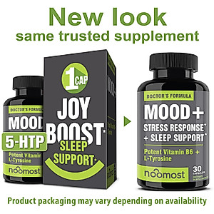 NooMost Mood Support Supplement for Mood Boost, Calm Mind & Body, Stress Response, Energy Supplement – Herbal Adaptogens: Ashwagandha, L Tyrosine, 5 HTP, Passion Flower, 30 Counts