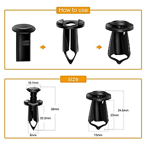 GOOACC GRC-70 35PCS Engine Under Cover Splash Shield Guard Body Bolts Bumper Fender Liner Push Retainer Fastener Rivet Clips , black