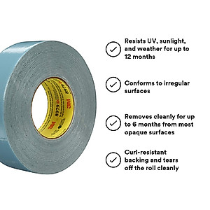 3M 8979 Performance Plus Duct Tape, Slate Blue, 1.88" x 25 yds x 12.1 mil - Removes Cleanly - High Performance for Splicing/Taping Insulation, Capping Pipe, Temporary Repair, 1 Pack