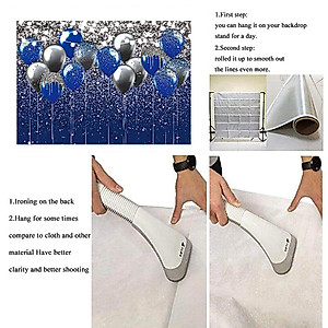 Royal Blue Glitter Backdrop Blue and Silver Black Balloon Sequin Photography Background for Birthday Wedding Graduation Prom Party Banner Decoration Photo Props (8x6FT)