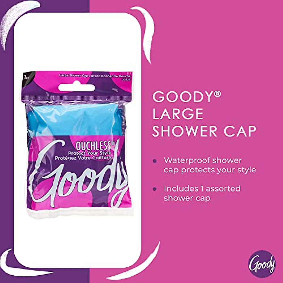 Goody Styling Essentials Shower Cap, 1 Count - Protect Your Hairstyle While Remaining Comfortable - Made with Durable and Waterproof Materials - Hair Accessories for Men, Women, Boys, and Girls
