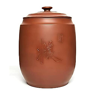 TUU Retro Rice Dispenser Ceramic Large Capacity Sealed Cereal Storage Container with Lid Grain Dispenser Suitable for Kitchen Soybean, Corn, Flour, Sugar, Rice, Nuts, Snacks, Pet Food