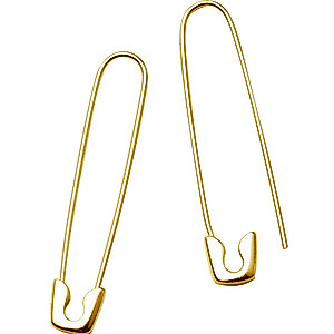 Big Safety Pin Cartilage for Women Girls S925 Sterling Silver with 14K Gold Plated Minimalist Hoop Earrings Personalized Dangle Drop 37mm