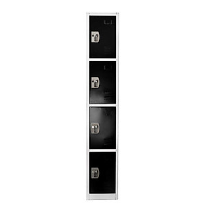 AdirOffice Large School Locker with 4 Doors 4 Hooks Storage Locker for Garage Storage - Office Storage Lockers (4 Door, Black)