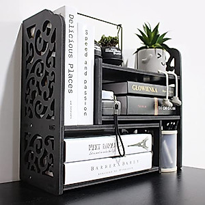 YGYQZ Small Bookshelf for Desktop Storage, Mini Cute Office Desk Shelves White Versatility Organizers for Women, Kids