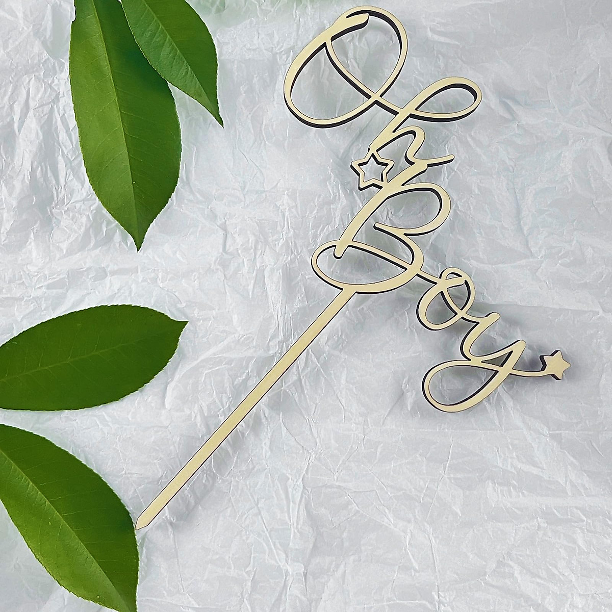 CC TOWN Oh Boy Cake Topper -Wooden Oh Boy Cake topper, Baby Shower, Gender Reveal, It's a Boy Party Cake Decorations Supplies