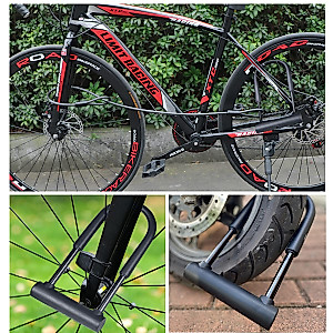 keabys Large Bike U Lock, U Shape Bicycle U Lock for Motorcycle Wheel,16mm Bike Locks Heavy Duty Anti Theft for Bike Tire Lock with Keys and Mounting Bracket for Scooter, Road Bike (Mediun white)