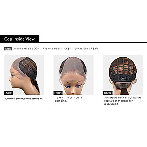 Sensationnel What lace 13x6 Wigs - darlene lacefrontal hand tied glueless synthetic with natural density preplucked hairline (1B OFFBLACK)