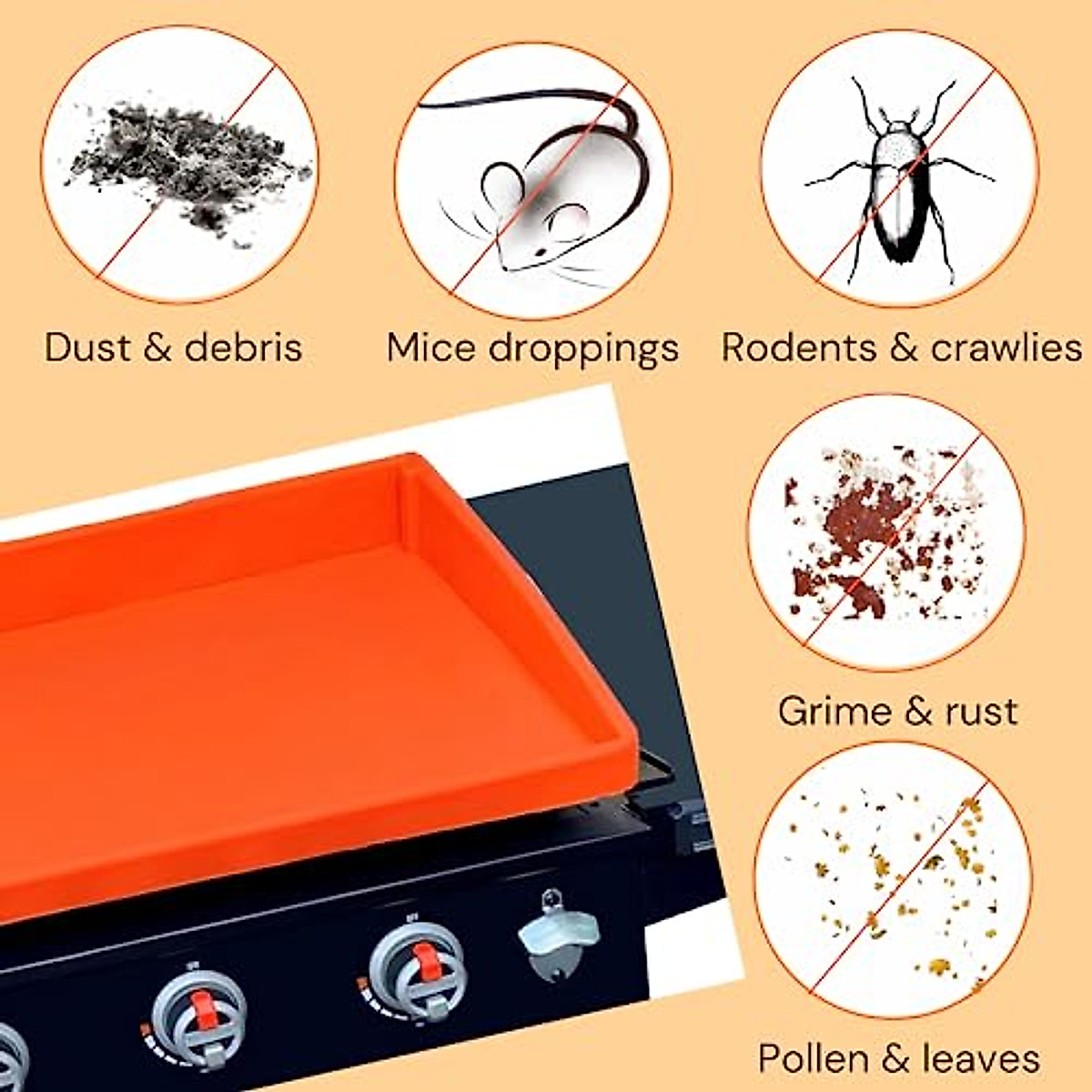 Jacooxi 28 Inch Food Grade Silicone Griddle Mat for Blackstone Grill, Upgraded Full-edge Griddle Cover, Protect Griddle from Dirt and Rust (Does not fit 28" XL)