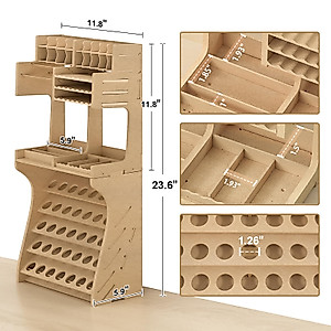 Bucasso Plastic Model Paint Rack Model Tool Organizer MDF Material Paint Rack Scissors/Tweezers/Paint Storage All-in-One Model Workbench Assembly Plastic Model Building Storage GK SY
