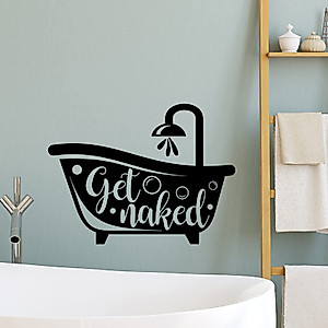 6 Pieces Bathroom Wall Decals Sticker Bathroom Funny Sayings Quotes Wall Decor Vinyl Rules Sign Wall Art Decals for Toilet Bathroom Laundry Room Shower Room Decoration