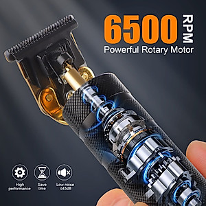 Hair Clippers for Men, Beard Trimmer Zero Gapped Cordless Hair Trimmer T-Blade Trimmer Mens Hair Clippers Shaver Edgers Clippers Grooming Kit with Guide Combs Gifts for Men (Gold)