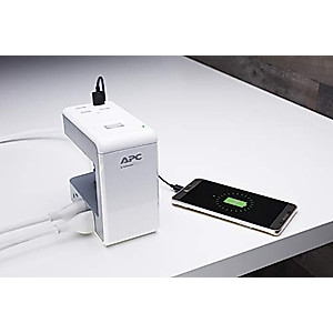 APC Desk Mount Power Station PE6U4W, U-Shaped Surge Protector with USB Ports (4), Desk Clamp, 6 Outlet, 1080 Joules