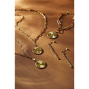 Oak & Luna - Personalized Tyra Medallion Collection with Diamond Option - Designer Gift for Her, Women, Wife - Luxury Jewelry for Mother's Day, Christmas, Anniversary (Initial Medallion - Gold Vermeil, With Diamond)