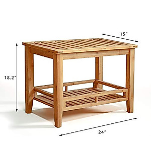 RANDEFURN Shower Bench 24'' Shower Chair with Shelf, Bathroom Bench,Shower Benches for InsideShower, Shoe Organizer or Entryway Bench 24x15x18.2 Inches