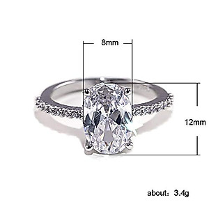 Platinum Plated 4 Carat Brilliant Cut Solitaire Oval Zirconia CZ Engagement Ring Purpose Statement Anniversary Halo Ring 6