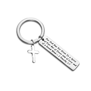 MAOFAED Inspiration Gift For God Has Not Given Us A Spirit of Fear Religious Jewelry Bible Verse Keychain