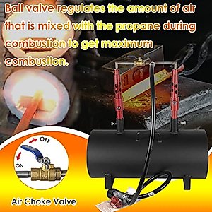 Yoursme Propane Gas Forge, Double Burner Blacksmithing Forge Large Capacity Forge, Oval Propane Burner Forge with 16.85¡®¡¯ V-Bit Tongs & Leather Welding Gloves for Farrier, Knife and Tool Making