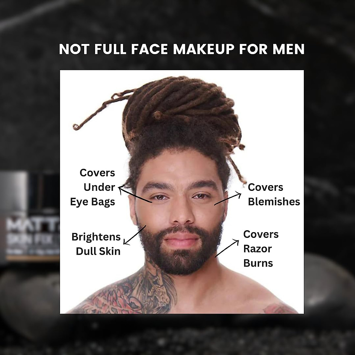 MATTR Skin Fix - Cosmetic Solutions for Men - Concealer & Skin Balancing Formula for Uneven Complexions - Cover Fine Lines, Under-Eye Bags, Blemishes - Vegan Makeup - Travel-Size Jar - 15g (L2)