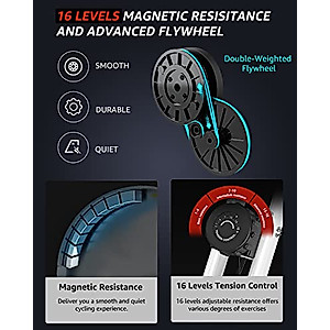 KURONO Stationary Exercise Bike for Home Workout | 4 IN 1 Foldable Indoor Cycling Bike for Seniors | 300 LB Capacity More Magnetic Resistance Seat Backrest Adjustments - White